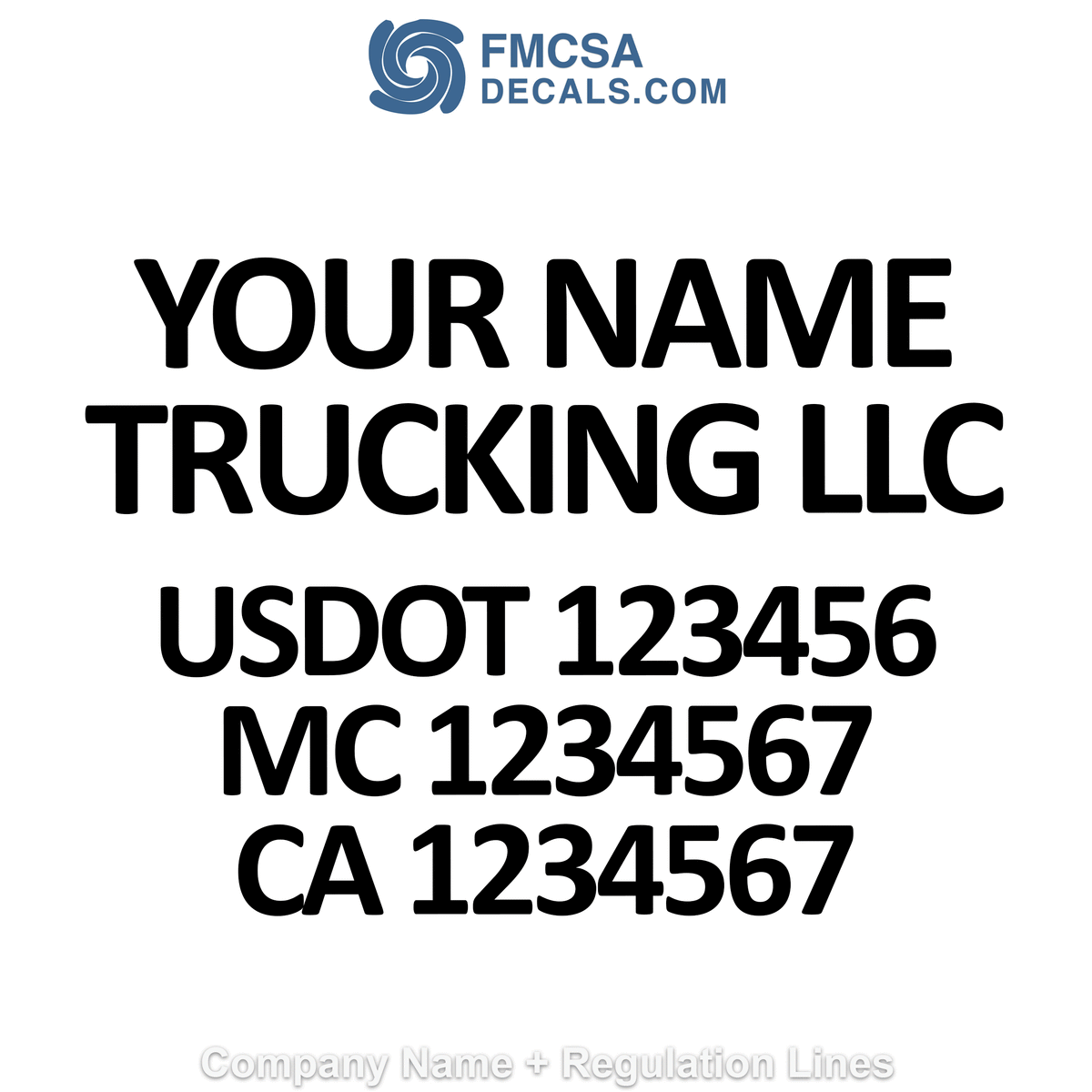 Company Names + Regulation Line Decals – FMCSA Decals