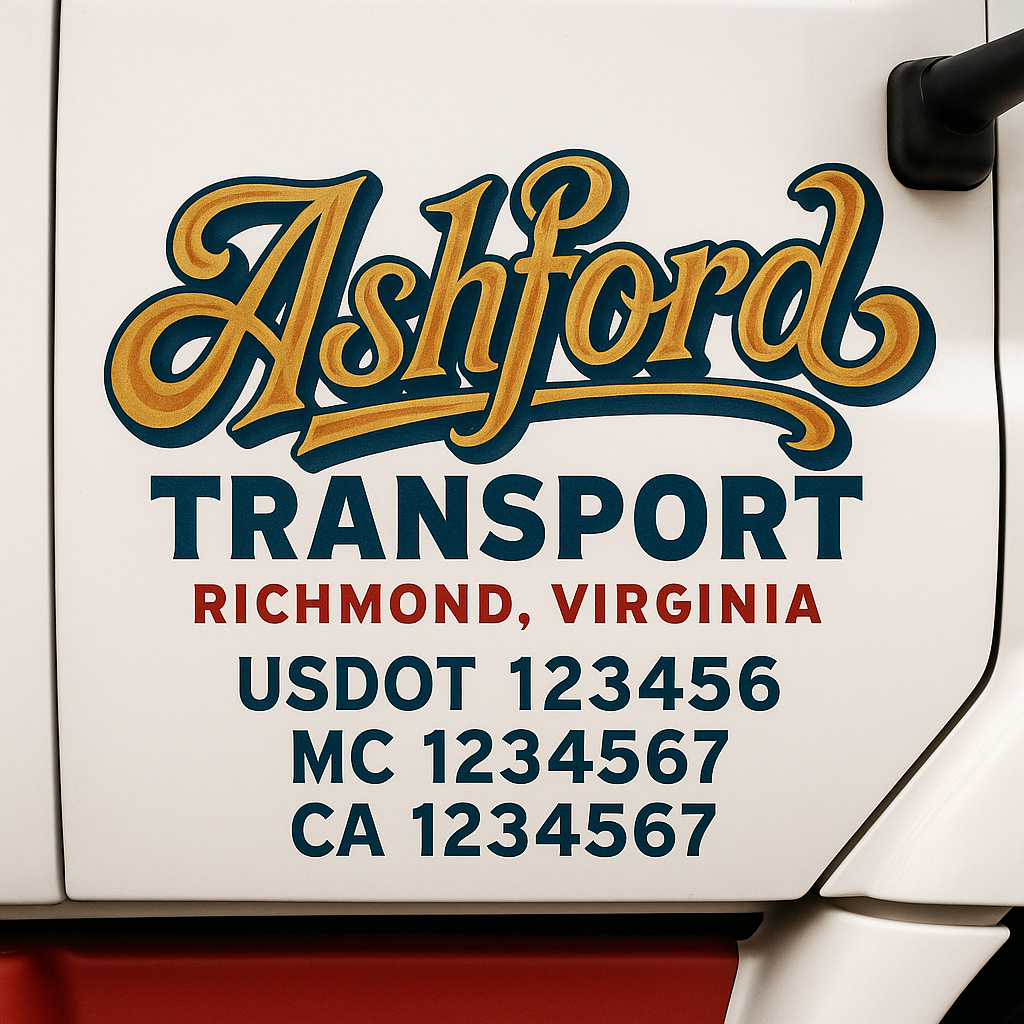 Truck Door Decal Sticker Lettering With USDOT, MC, CA, KYU, GVW & More ...