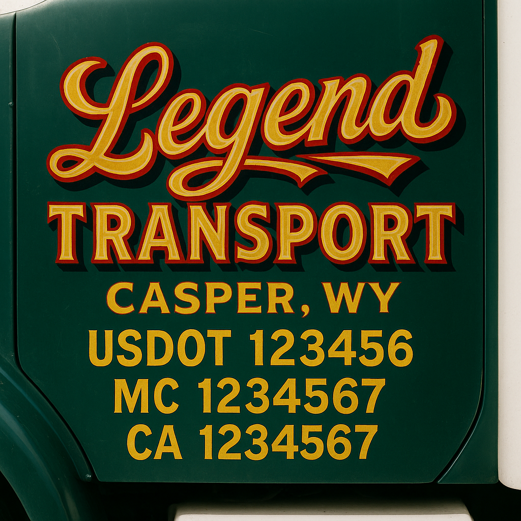 Truck Door Decal Sticker Lettering With USDOT, MC, CA, KYU, GVW & More ...