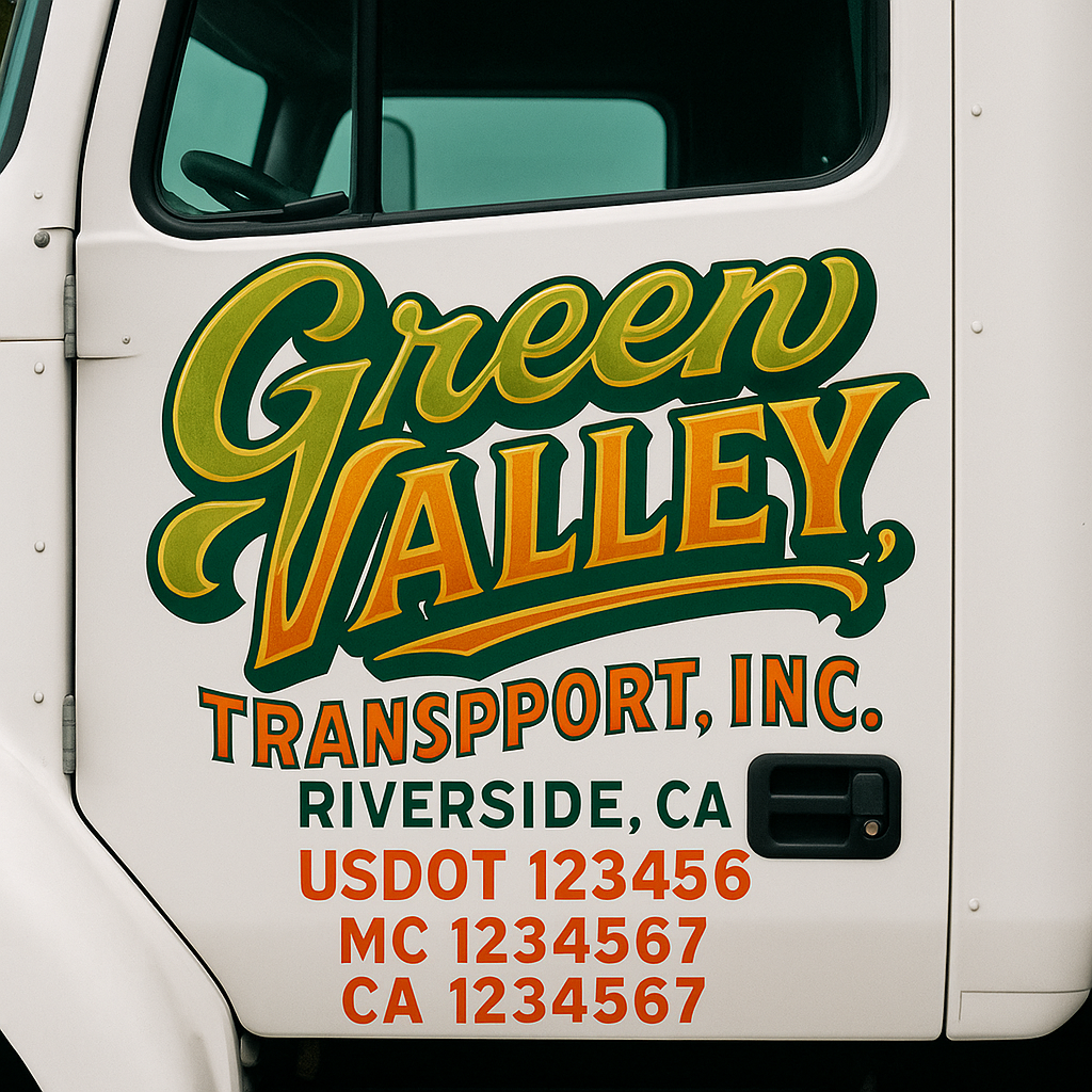 Truck Door Decal Sticker Lettering With USDOT, MC, CA, KYU, GVW & More ...
