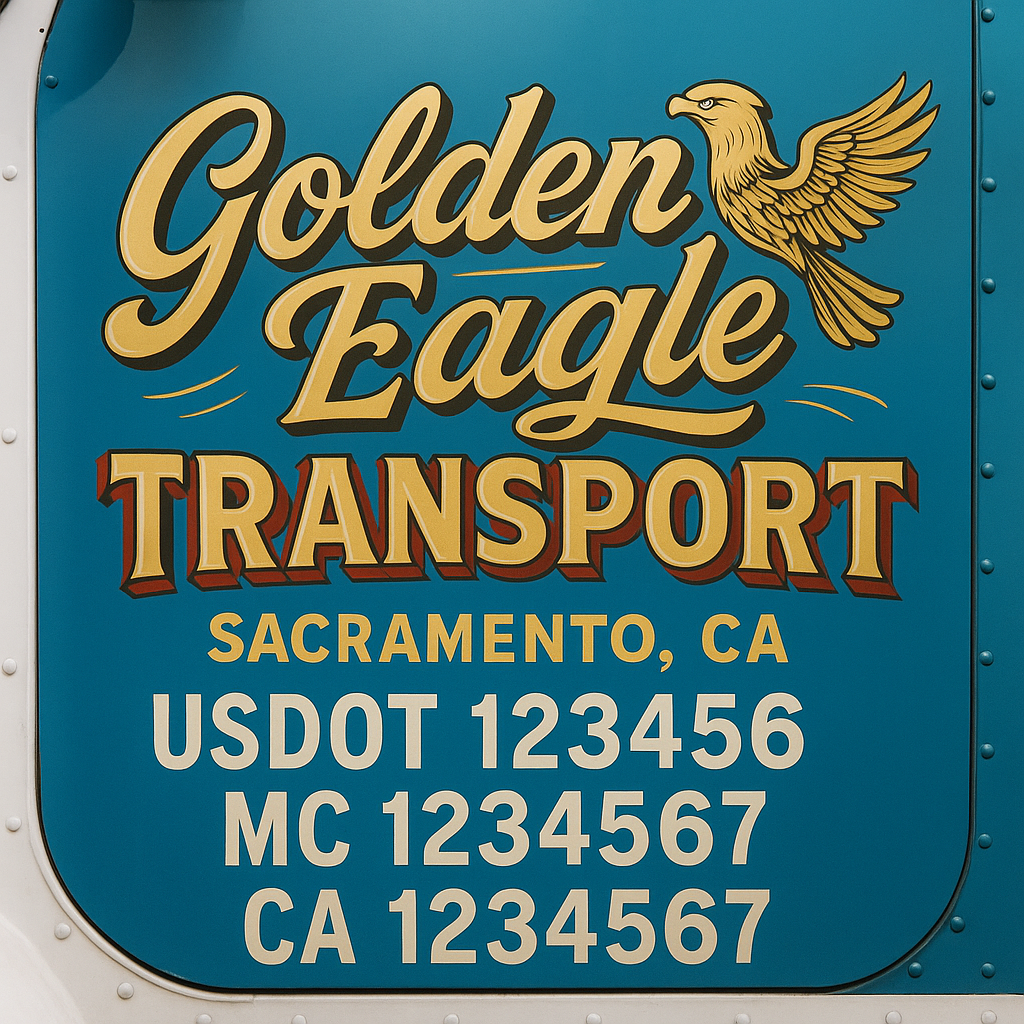 Truck Door Decal Sticker Lettering With USDOT, MC, CA, KYU, GVW & More ...