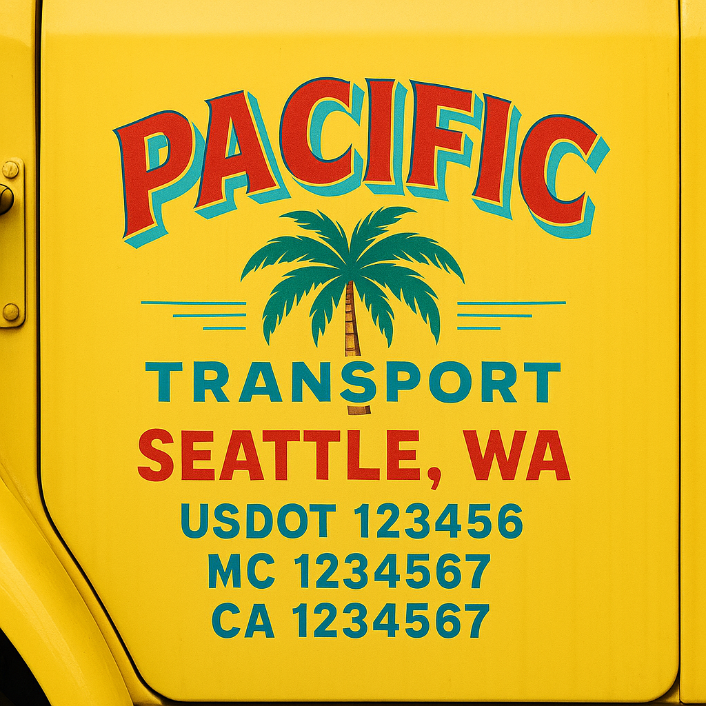 Truck Door Decal Sticker Lettering With USDOT, MC, CA, KYU, GVW & More ...