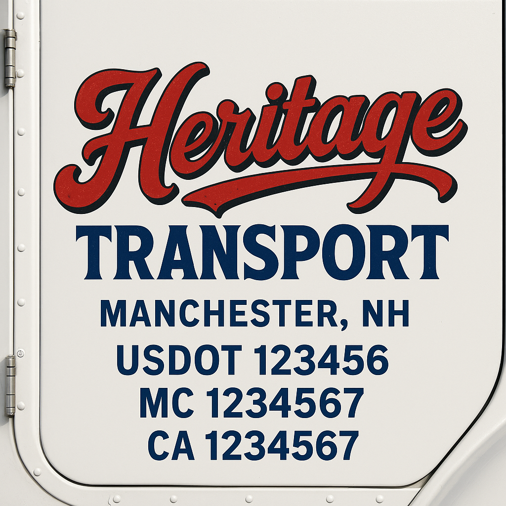 Truck Door Decal Sticker Lettering With USDOT, MC, CA, KYU, GVW & More ...