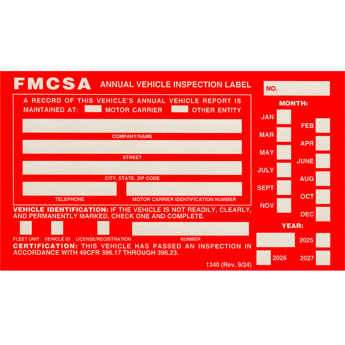 FMCSA Annual Vehicle Inspection Label Decal Sticker – FMCSA Decals