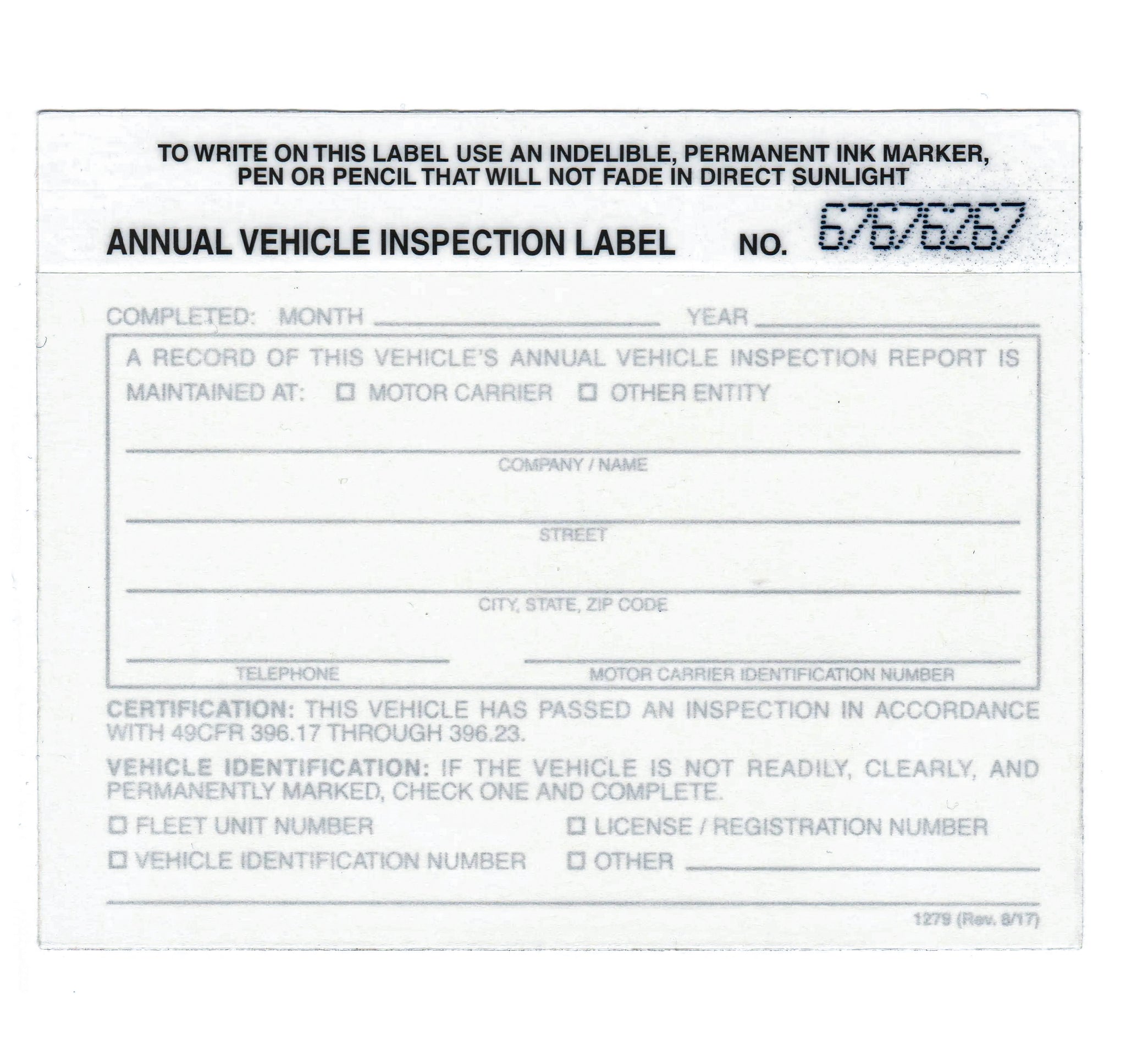 Annual Vehicle Inspection Label Sticker Decal – FMCSA Decals