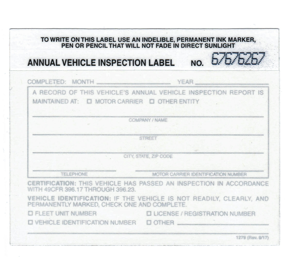 Annual Vehicle Inspection Label Sticker Decal – FMCSA Decals