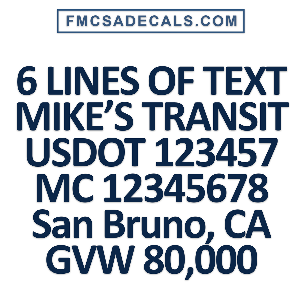 6 Lines of Text Decal (Set of 2) – FMCSA Decals