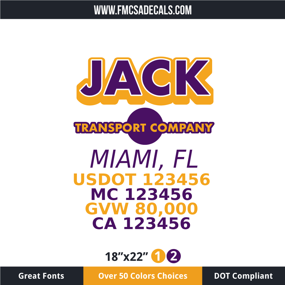 Company Name 2 Lines + 5 Location Or Regulation Numbers Trucking Theme ...
