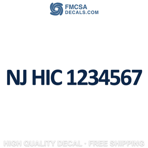 NJ HIC Number Decal (Set of 2) – FMCSA Decals