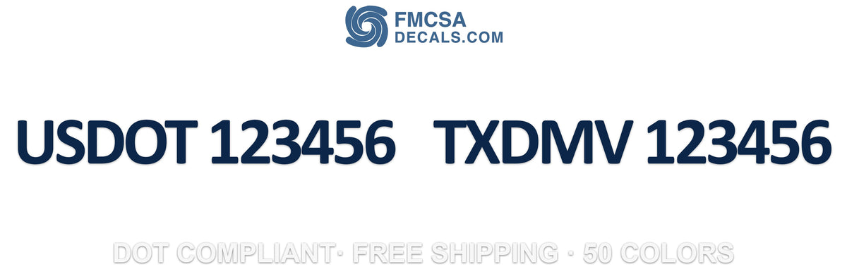 US DOT & TXDMV Sticker Decal (Set of 2) – FMCSA Decals